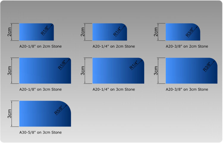 Shape A Eased Edge Sintered Router Bit, Eastern Marble & Granite Suppl